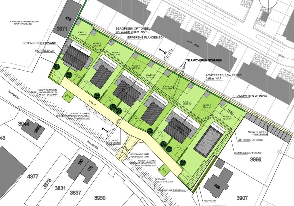 Bouwplan voor negen nieuwe woningen aan Baanhoek - Sliedrecht24