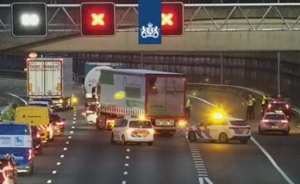 Ongeluk A15 tussen vrachtwagen en auto bij Sliedrecht-West - Sliedrecht24