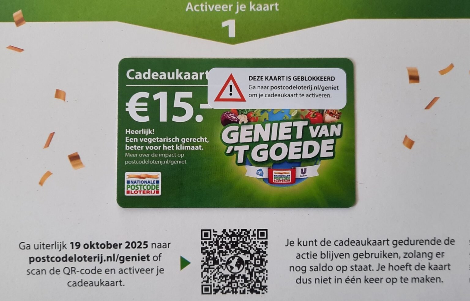 INGEZONDEN BRIEF: Cadeaukaart Postcodeloterij - Sliedrecht24